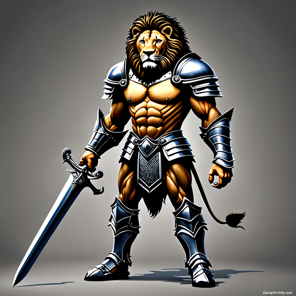 realistic Fantasy character for dark lion knight