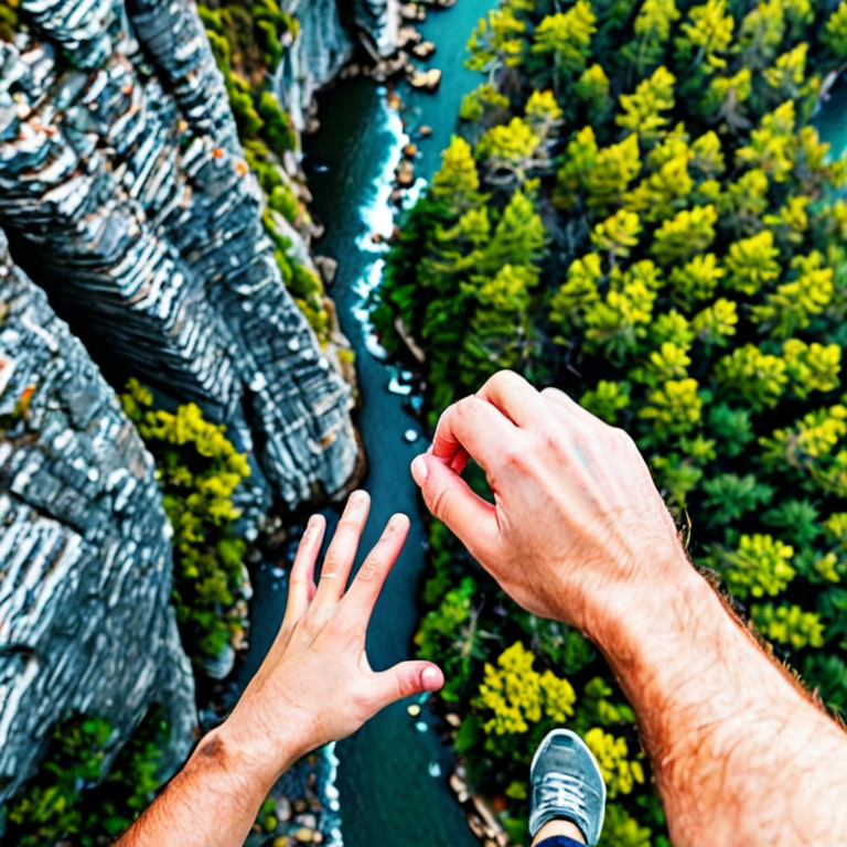 a person stepping on another persons fingers as they hang from a cliff