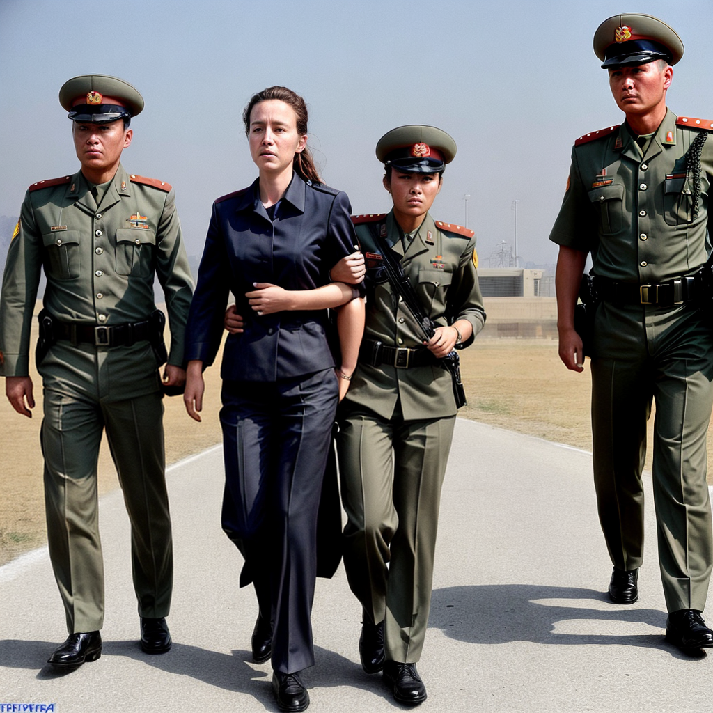 slim Female australian prisoner in short black undergarment being ...