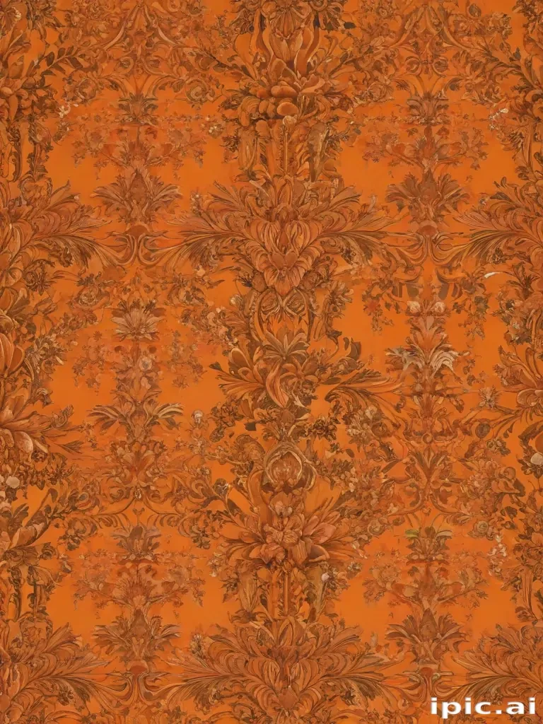 Vibrant Orange Floral Pattern with Intricate Designs and Rich Textures