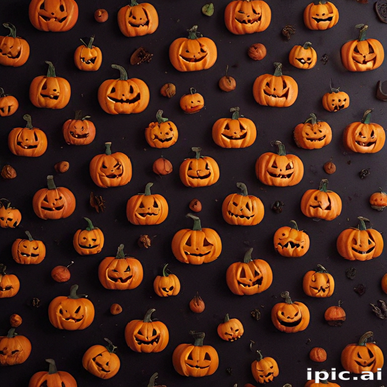An Array of Cheerful Halloween Pumpkins with Various Expressions and ...