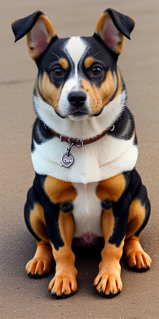 A Playful and Adorable Dog Sitting Proudly with Its Unique Coat Pattern.