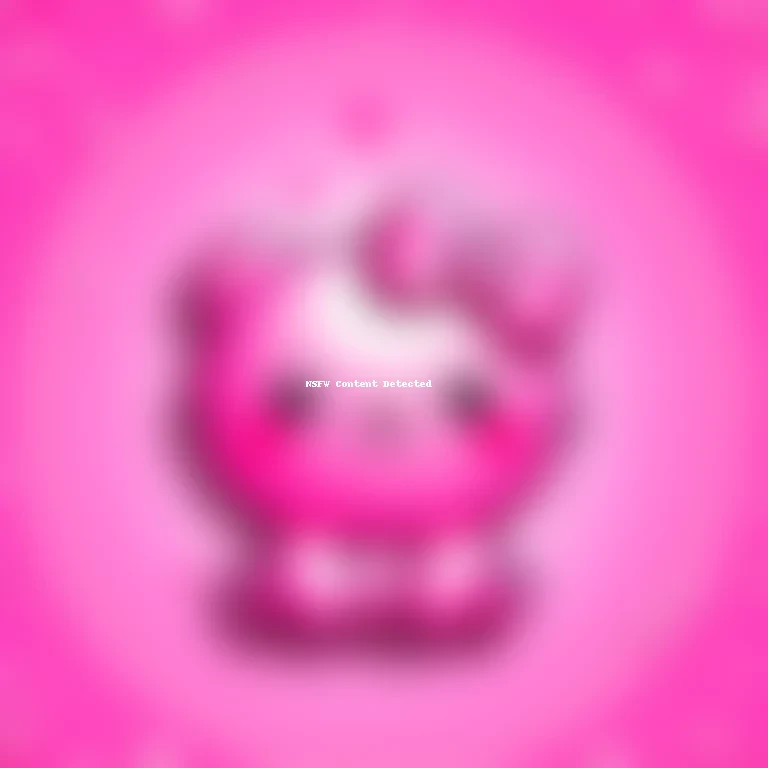 A Cute Pink Cartoon Character with a Playful Expression and Sparkles.