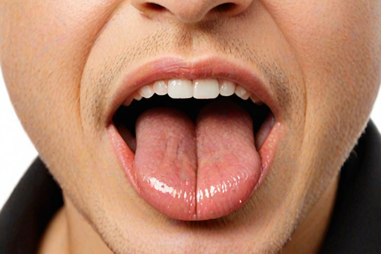Close-Up of a Mouth with an Extended Tongue Displaying Unique Features