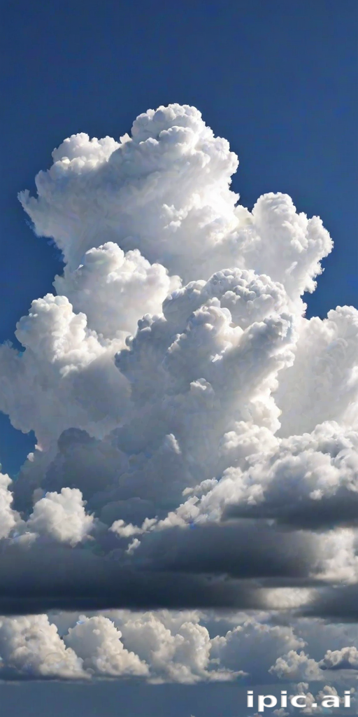 Majestic Formation of Fluffy White Clouds Against a Deep Blue Sky