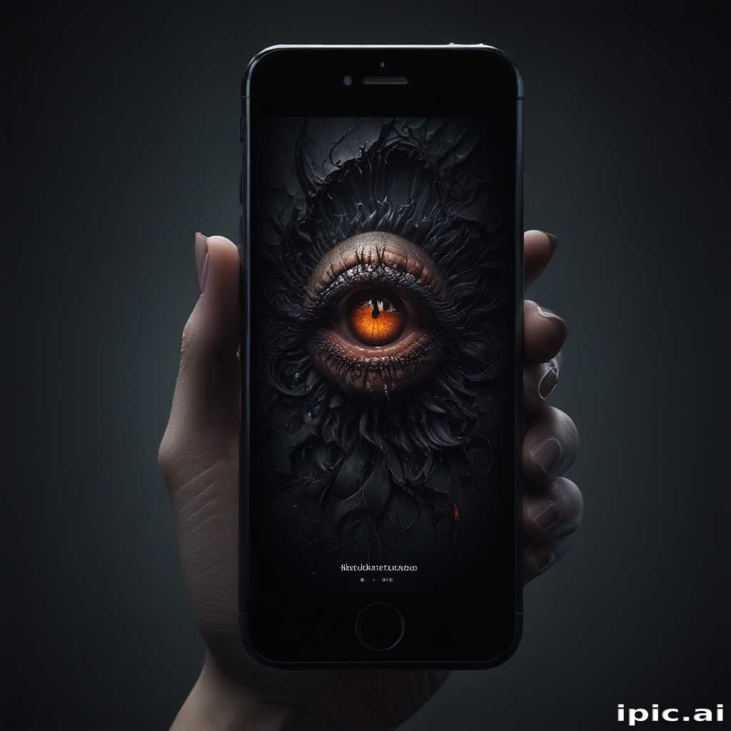 Intriguing Smartphone Design Featuring an Artistic Eye with Dark Textures