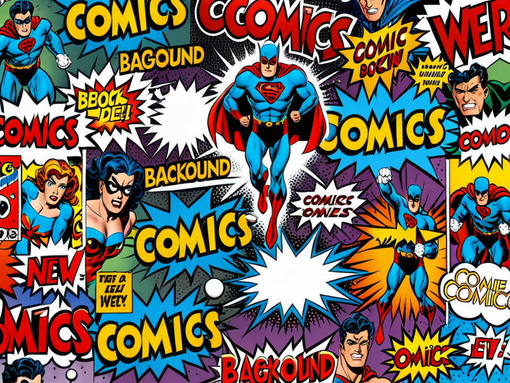 Colorful Comic Book Style Background Featuring Superheroes and Bold ...