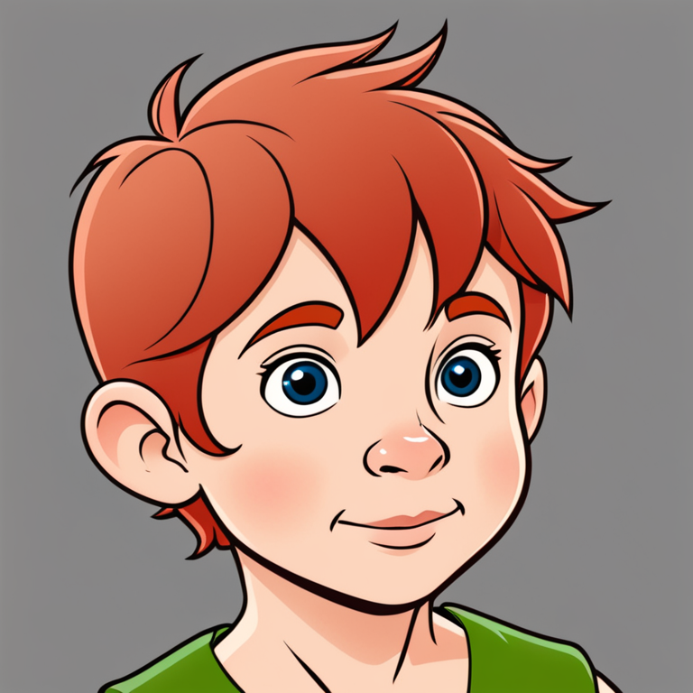 baby Peter Pan from the cartoon Peter Pan. light red hair. Portrait ...