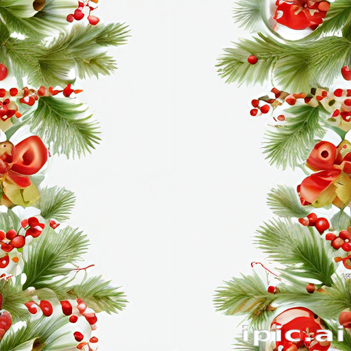 Festive Holiday Border Design with Pine Branches and Red Bows