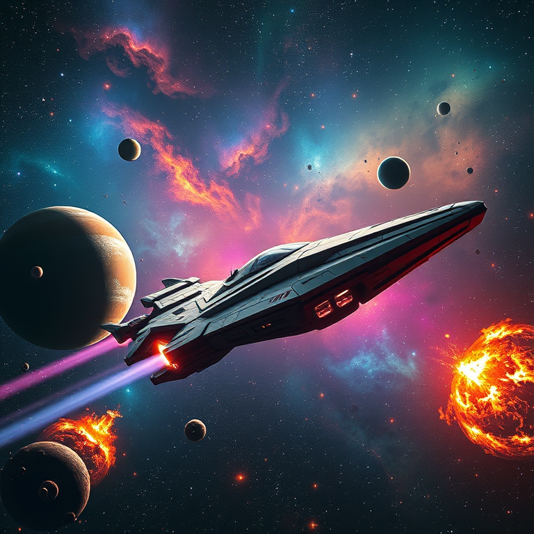 Exploring the Cosmic Wonders: A Starship Journey Through Vibrant Galaxies