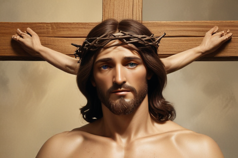 Depiction of Jesus Christ on the Cross with Crown of Thorns