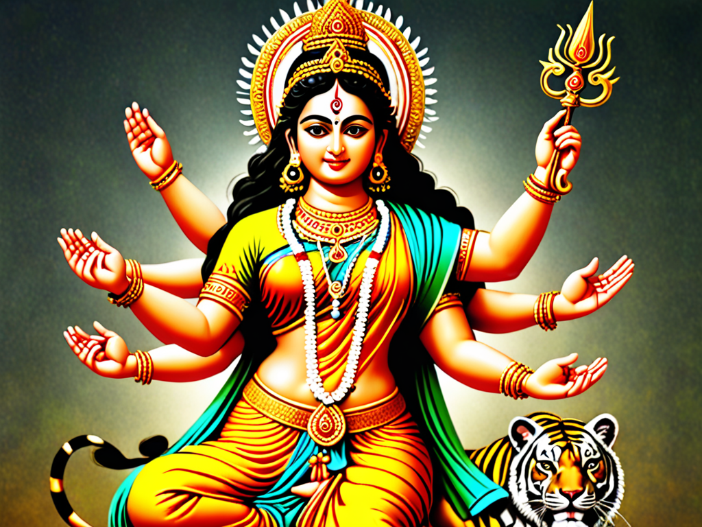 create an ultra realistic image of Maa Durga cute in digital high quality