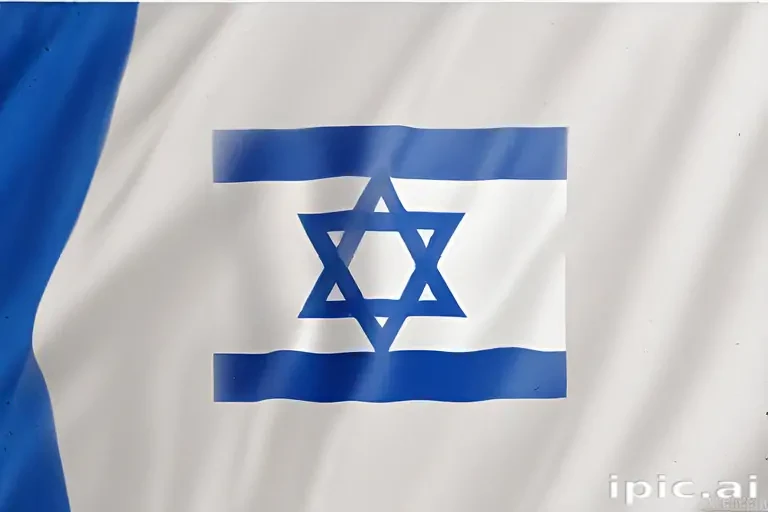 The National Flag of Israel Featuring the Star of David Symbol.