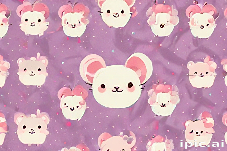 Playful Pattern of Cute Cartoon Mice on a Soft Purple Background