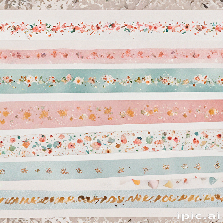 Colorful Decorative Paper Strips Featuring Floral Patterns and Elegant ...