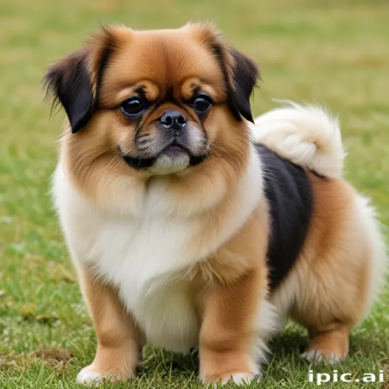 A Playful Tibetan Spaniel Dog Enjoying a Sunny Day Outdoors.