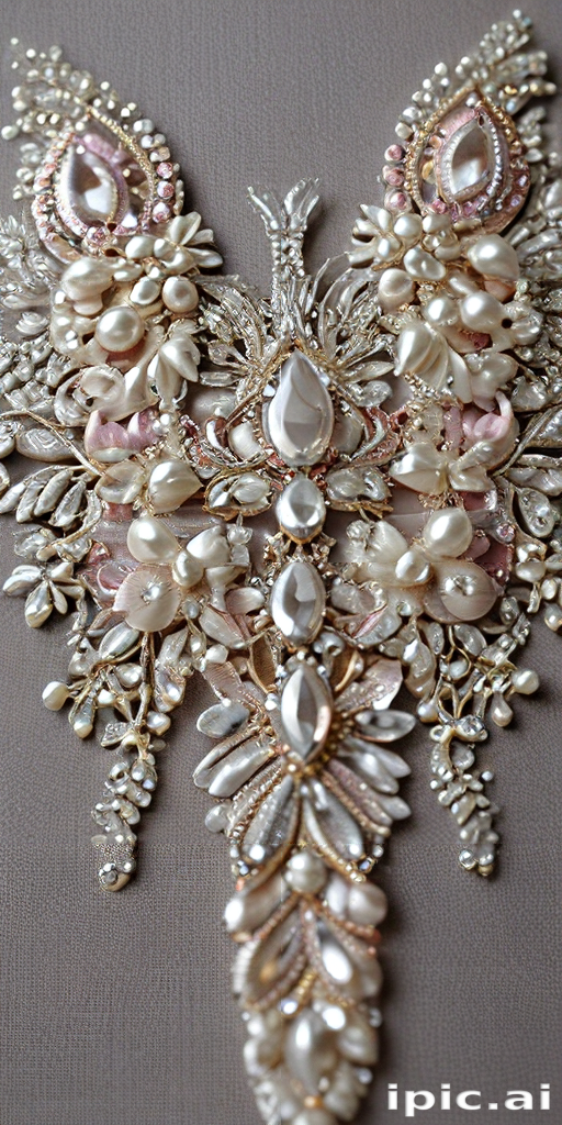 Exquisite Floral Embroidery with Pearls and Beads for Elegant Fashion ...