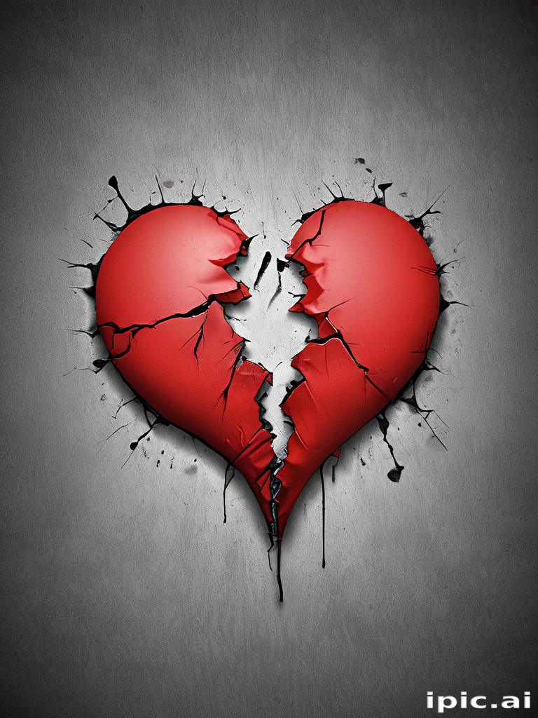 Symbolic Representation of a Broken Heart Cracking Through a Wall