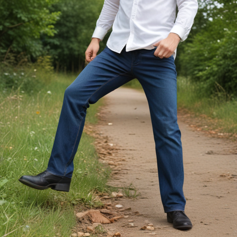 A man's pants falling down