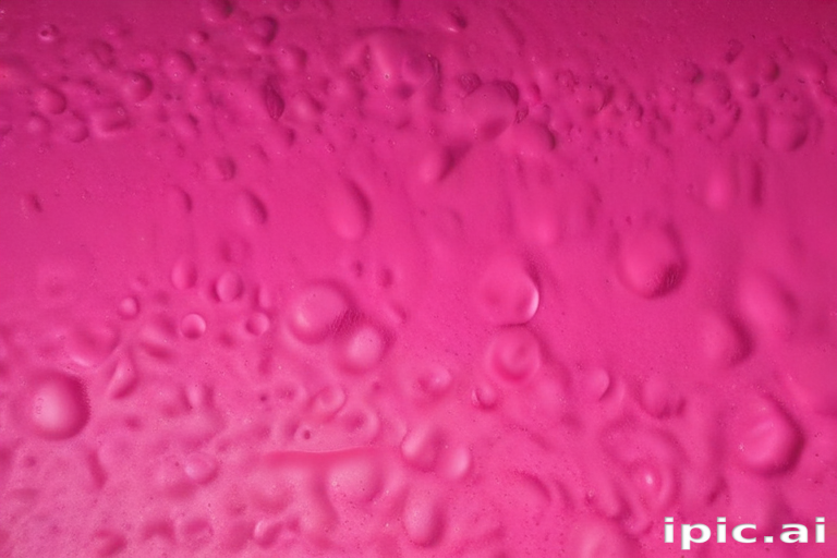 Vibrant Pink Background with Raindrops Creating a Textured, Glossy Surface