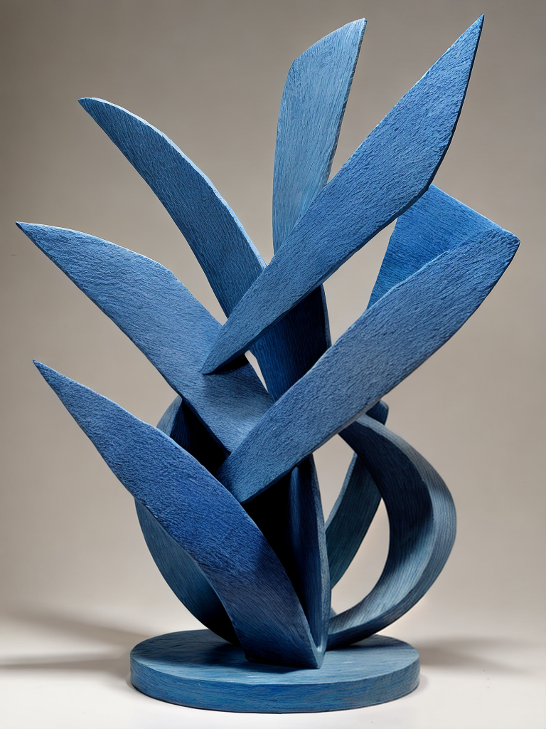Freestanding abstract sculpture using raw blue pigment