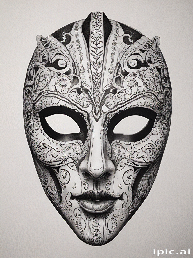Intricately Designed Mask Featuring Detailed Patterns and Artistic Features