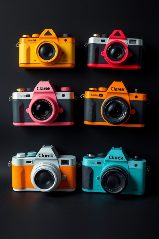 Colorful Collection of Vintage-Style Cameras in a Creative Display ...