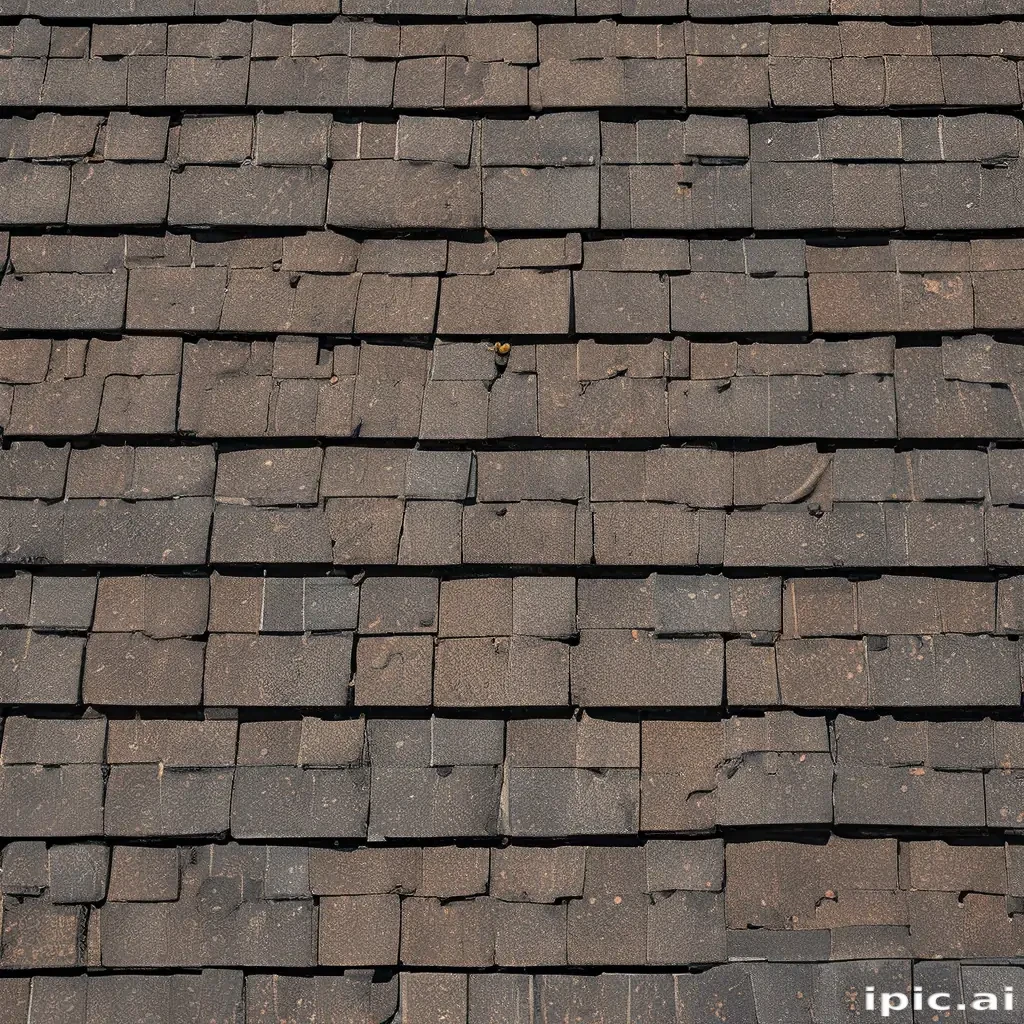 Close-Up View of a Textured Roof with Dark Shingles and Patterns.