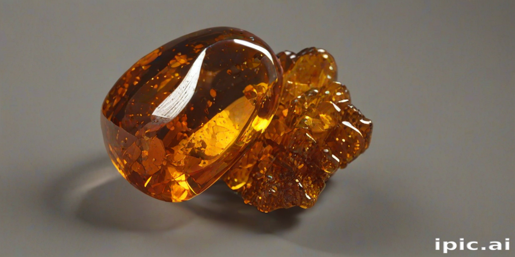 Beautifully Polished Amber Stone with Intricate Natural Inclusions and ...