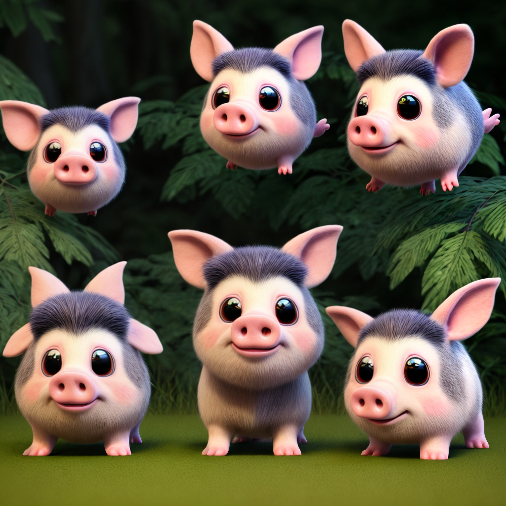 Generate Pixar animation of two Japanese pig-themed maids with their ...