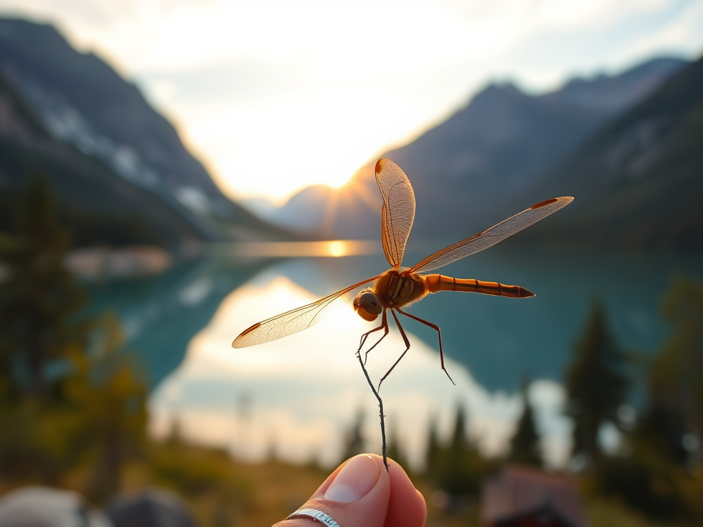 Capturing the Beauty of Nature: A Dragonfly Against a Stunning Sunset