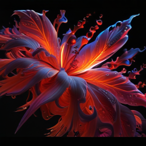 Vibrant Abstract Floral Design with Luminous Petals and Dynamic Colors