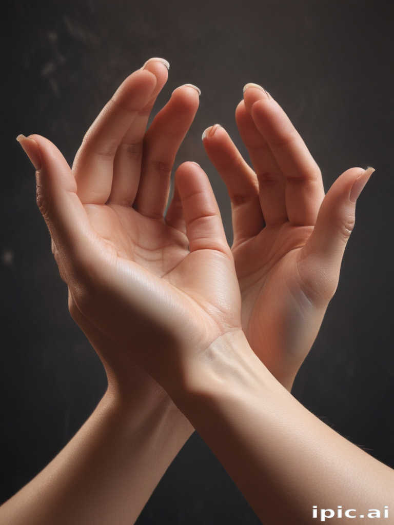 Elegant and Graceful Hands Together in a Symmetrical Pose Against Dark ...