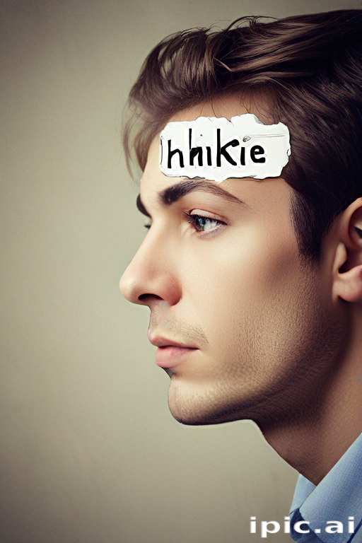 Man with Note on Forehead Reflects Confusion and Curiosity About Life