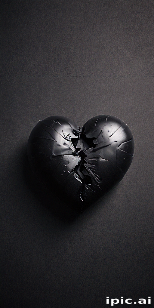 A Shattered Black Heart Symbolizing Pain and Emotional Turmoil in Life