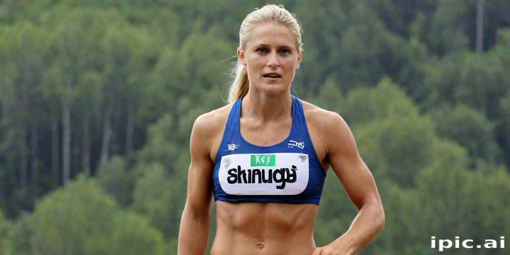 Determined Female Athlete Competing in Outdoor Track Event on a Sunny Day