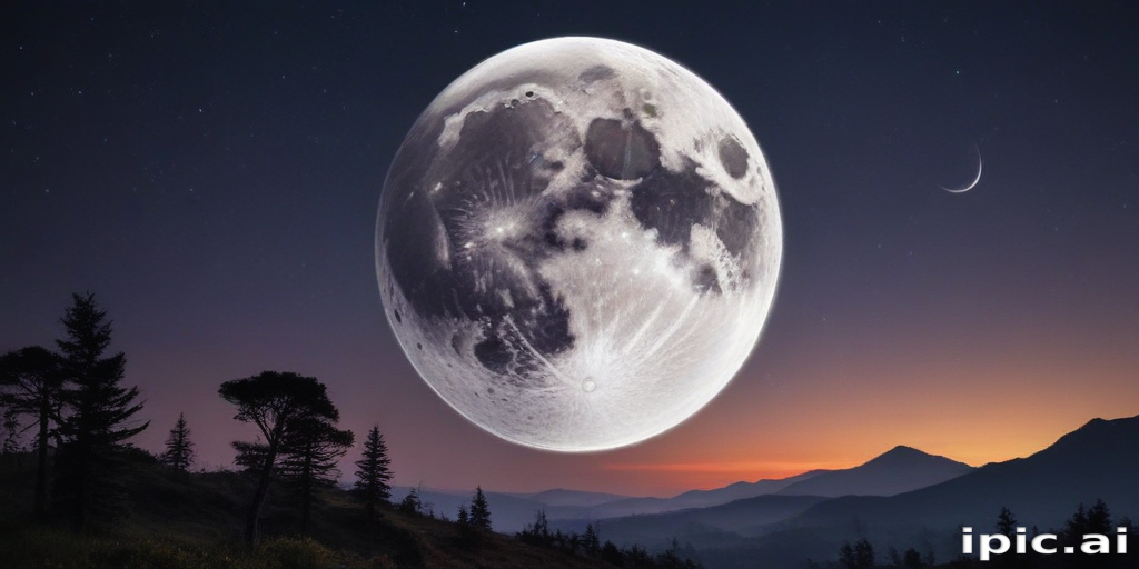 Majestic Moonlit Landscape with a Stunningly Large Moon Over Mountains