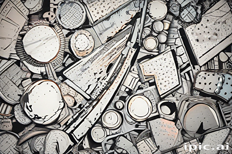 Abstract Composition of Circular and Geometric Shapes with Textured Details