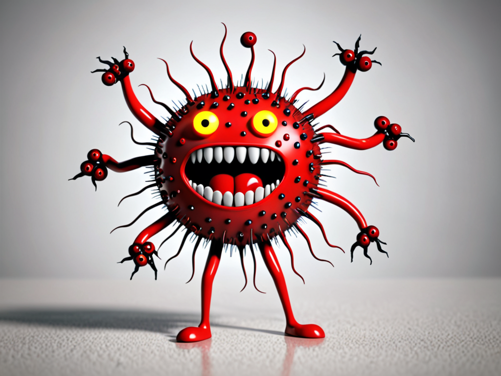 Humanoid like bacteria, contagionvirus, germ, bugman with arms, legs ...