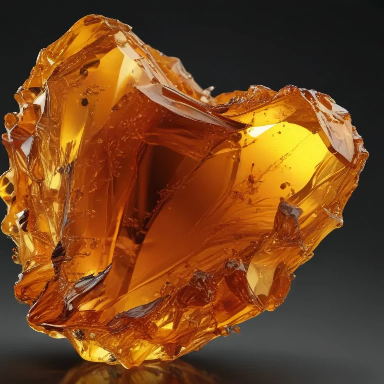 Intricate Heart-Shaped Amber Gemstone Capturing Light and Natural Beauty