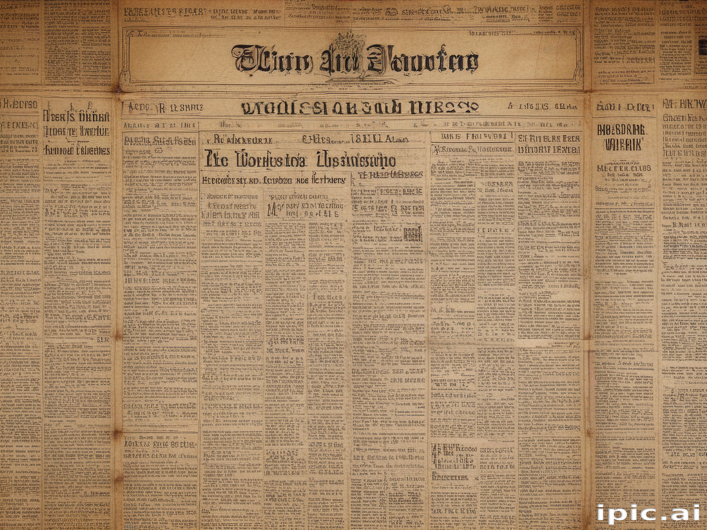 Historic Newspaper Front Page Featuring Major Headlines from the Past