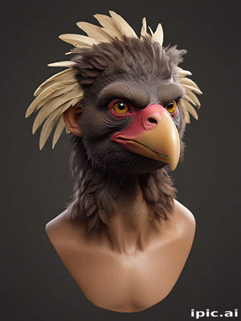 Realistic Fantasy Creature Portrait: A Unique Blend of Bird and Human ...