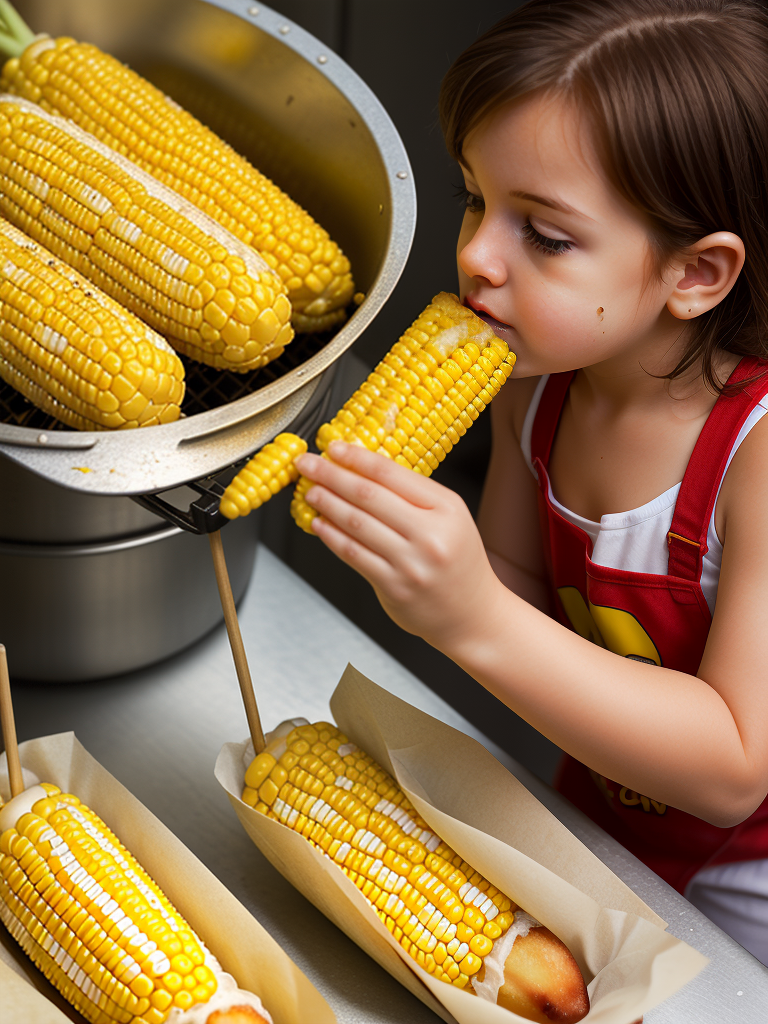 Delightful Young Girl Enjoying Freshly Cooked Corn on the Cob