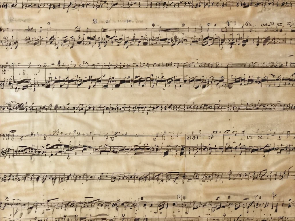Ancient Musical Score Displaying Intricate Notes and Melodic Patterns