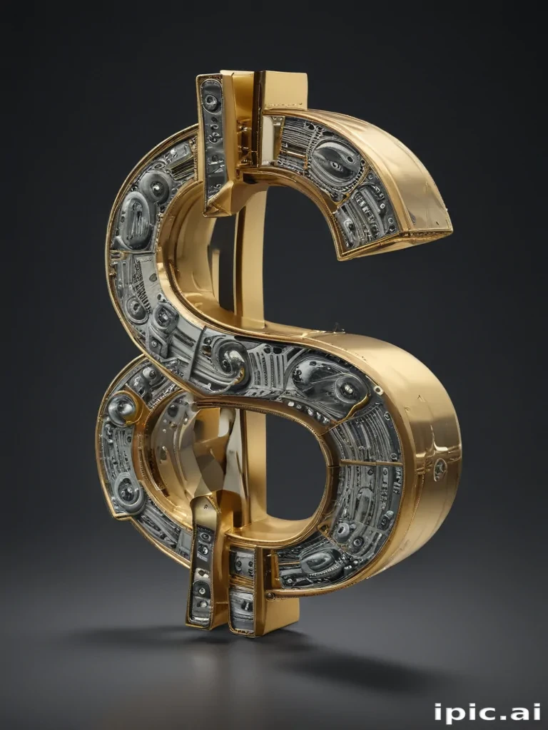 Intricate Golden Dollar Sign with Detailed Metallic Patterns and Design ...