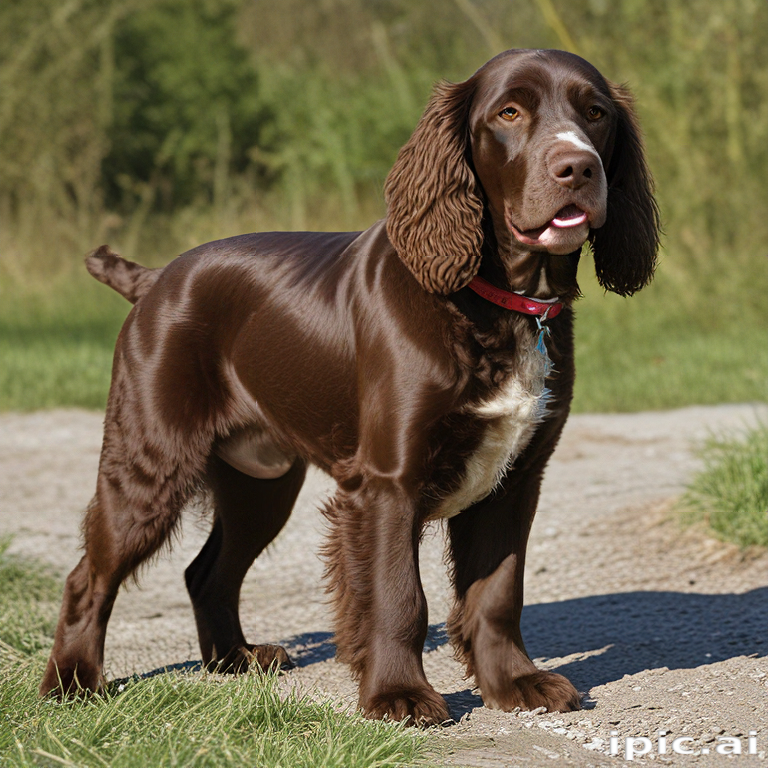 A Playful Brown Dog Standing Proudly on a Scenic Trail.