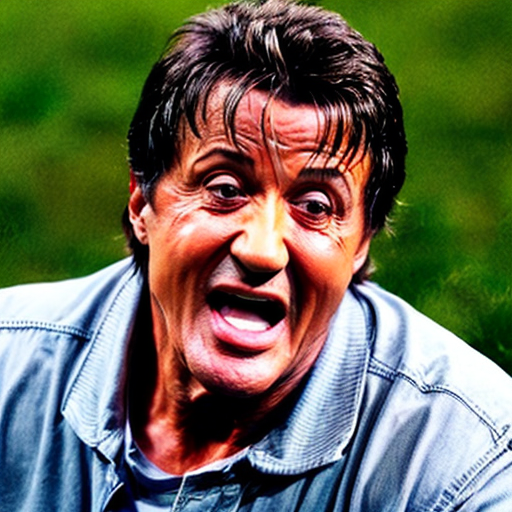 Create a image of sylvester stallone eating