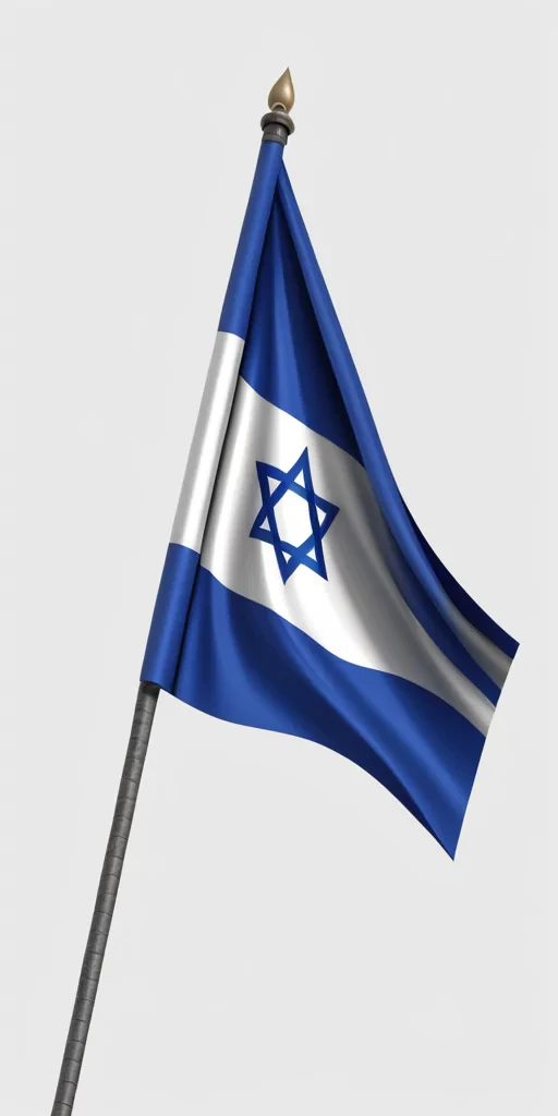 Vibrant Israeli Flag Waving Gracefully Against a Clear Background Sky
