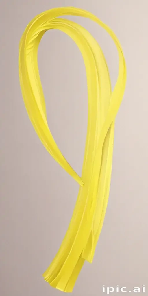 Vibrant Yellow Ribbons Flowing Gracefully Against a Soft Neutral Background