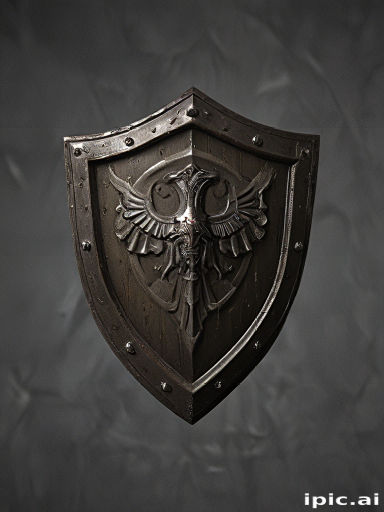 Intricately Designed Medieval Shield Featuring a Majestic Eagle Emblem